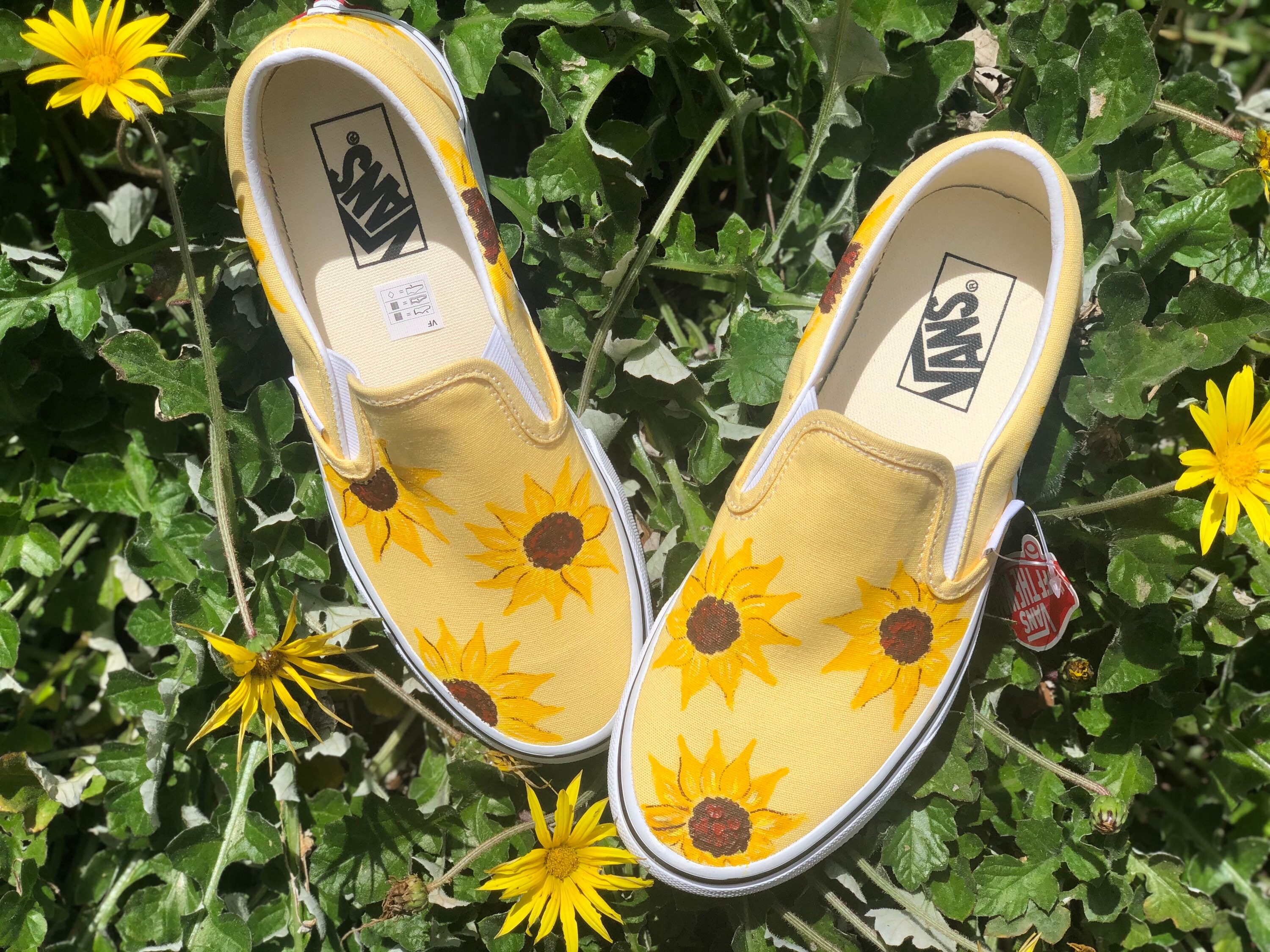 Sunflower: Custom Painted Slip on Vans - Etsy