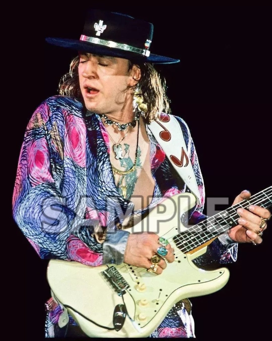 8x10 Photo Stevie Ray Vaughan, Blues Guitarist in Concert - Etsy