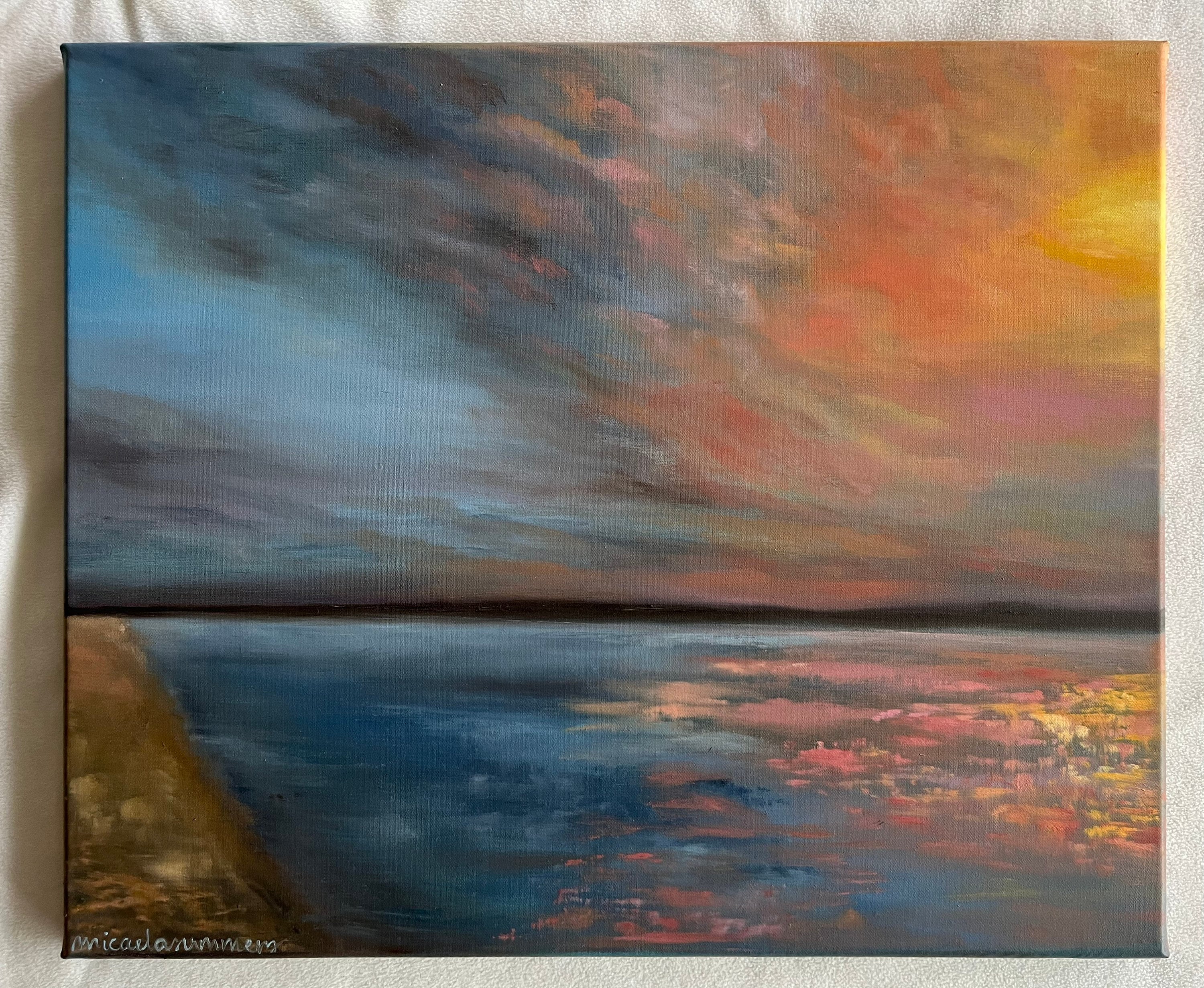 Original Oil Painting. Stunning Sunset Over the Water. FREE SHIPPING - Etsy