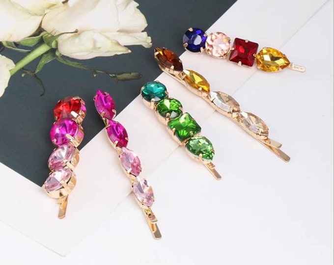 Snake Bobby Pins Set of 2, Rhinestone Bobby Pins, Gift for Her, Golden ...