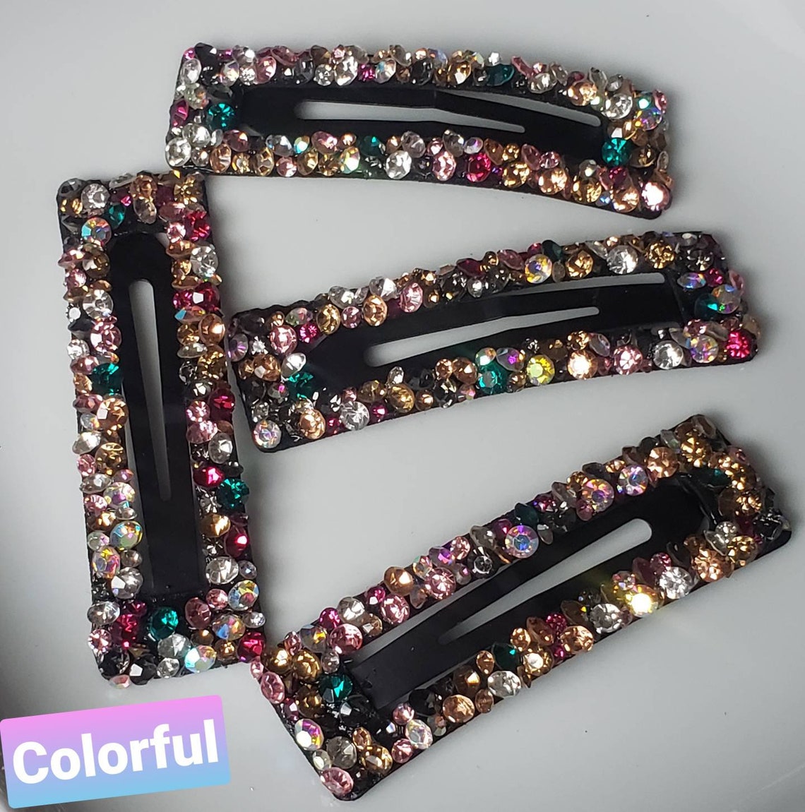 Crystal Rectangle flashy stylish snap hair clip Rose | Etsy