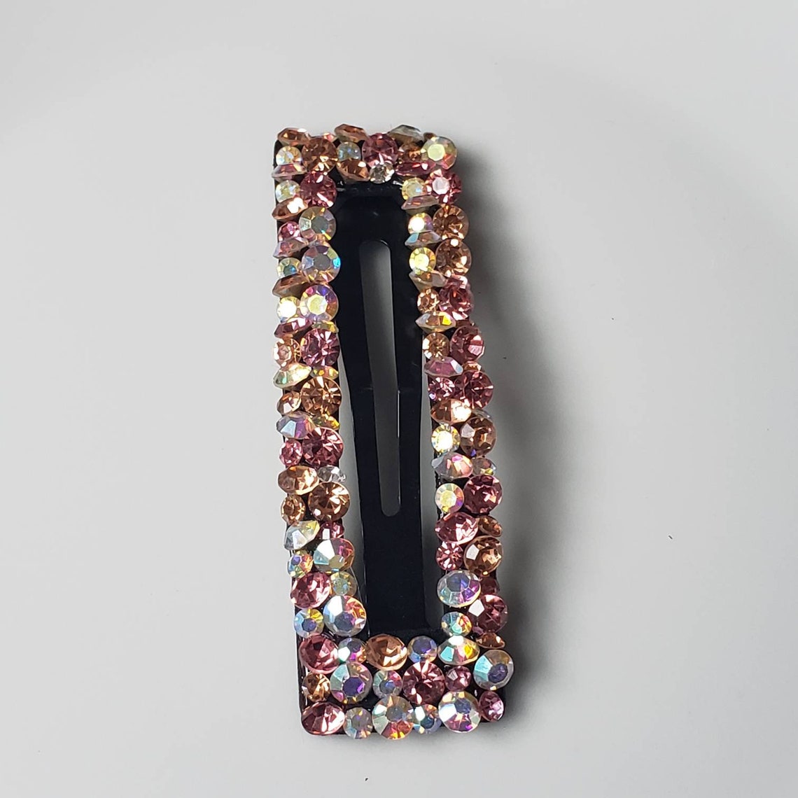 Crystal Rectangle flashy stylish snap hair clip Rose | Etsy