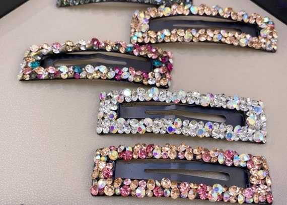 Crystal Rectangle Flashy Stylish Snap Hair Clip Rose | Etsy