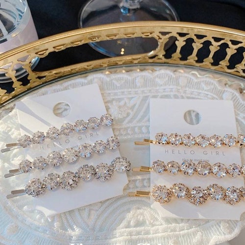 3PC Set Gold/silver Rhinestone Side Pins. Gold Bobby Pins - Etsy