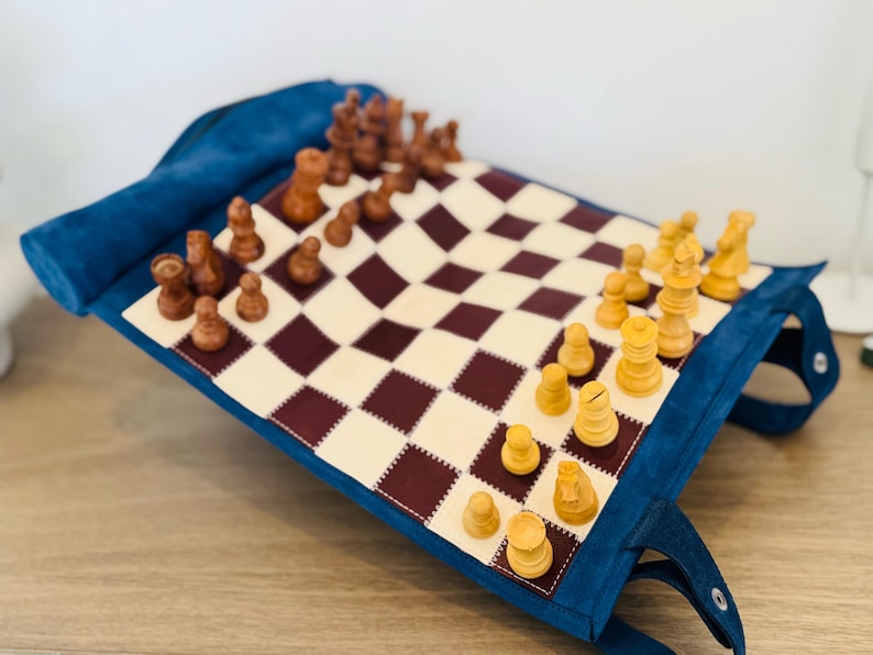 Luxury Chess Set Made of Genuine Leather – Handcrafted Rolling ...