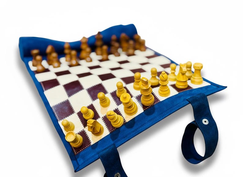 Luxury Chess Set Made of Genuine Leather – Handcrafted Rolling ...