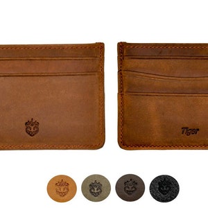 Crown & Tiger Leather Credit Card Case - Slim Wallet Design - Finest ...