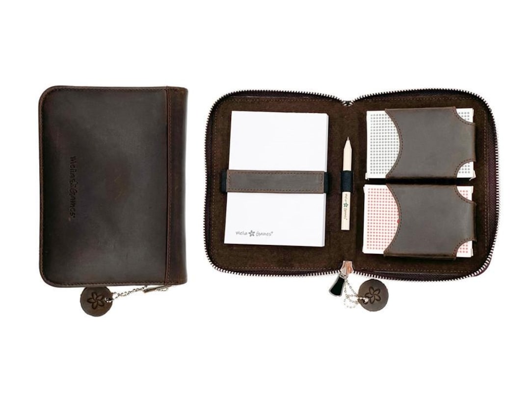 B PRODUCT - Leather Playing Card Set - Leather Card Case - Including 2 ...