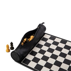 Melia Games Roll-up Leather Chess Set Magnetic Option Travel, Ideal ...