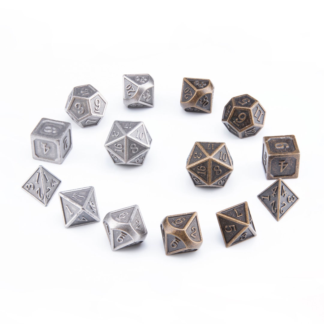 Melia Games RPG Dice Set - Metal Dice 7-piece - Polyhedral Pen & Paper ...