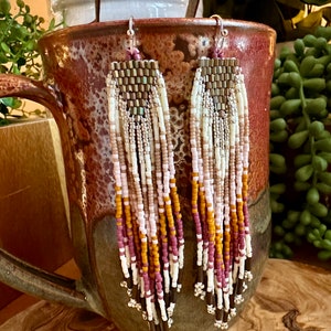 Ayelen: Seed Bead Fringe Earrings Native American Feather Boho Navajo Western Aztec Bohemian - Etsy