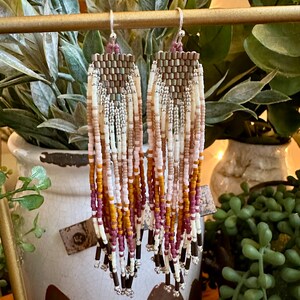 Ayelen: Seed Bead Fringe Earrings Native American Feather Boho Navajo Western Aztec Bohemian - Etsy