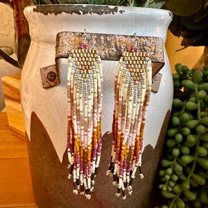 Ayelen: Seed Bead Fringe Earrings Native American Feather Boho Navajo Western Aztec Bohemian - Etsy