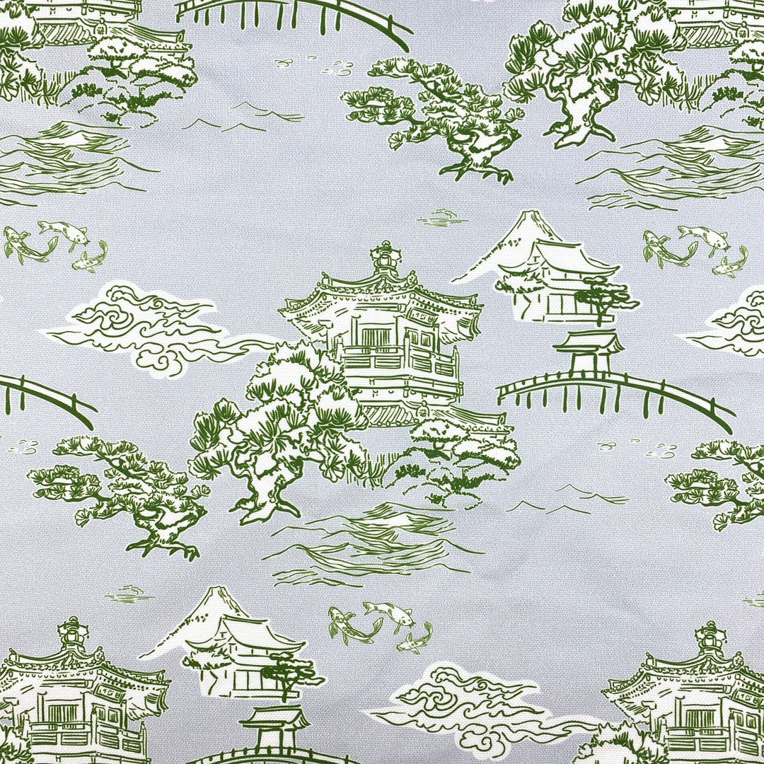 Chinoiserie Upholstery Fabric Asian Pastoral Landscape Scenery Print ...