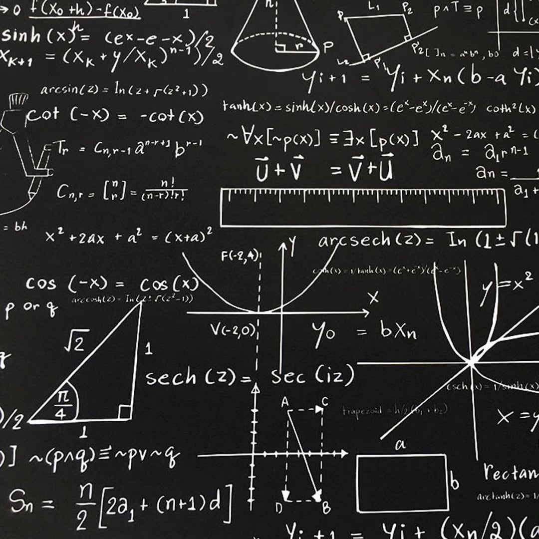 Math Geek Fabric by the Yard, Chalkboard Mathematics Science Formulas ...