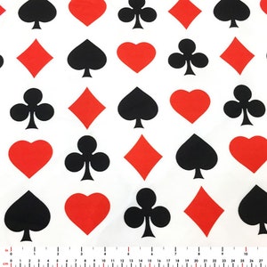 Playing Card Suits Fabric by the Yard, Red Black Poker Gambling Game ...