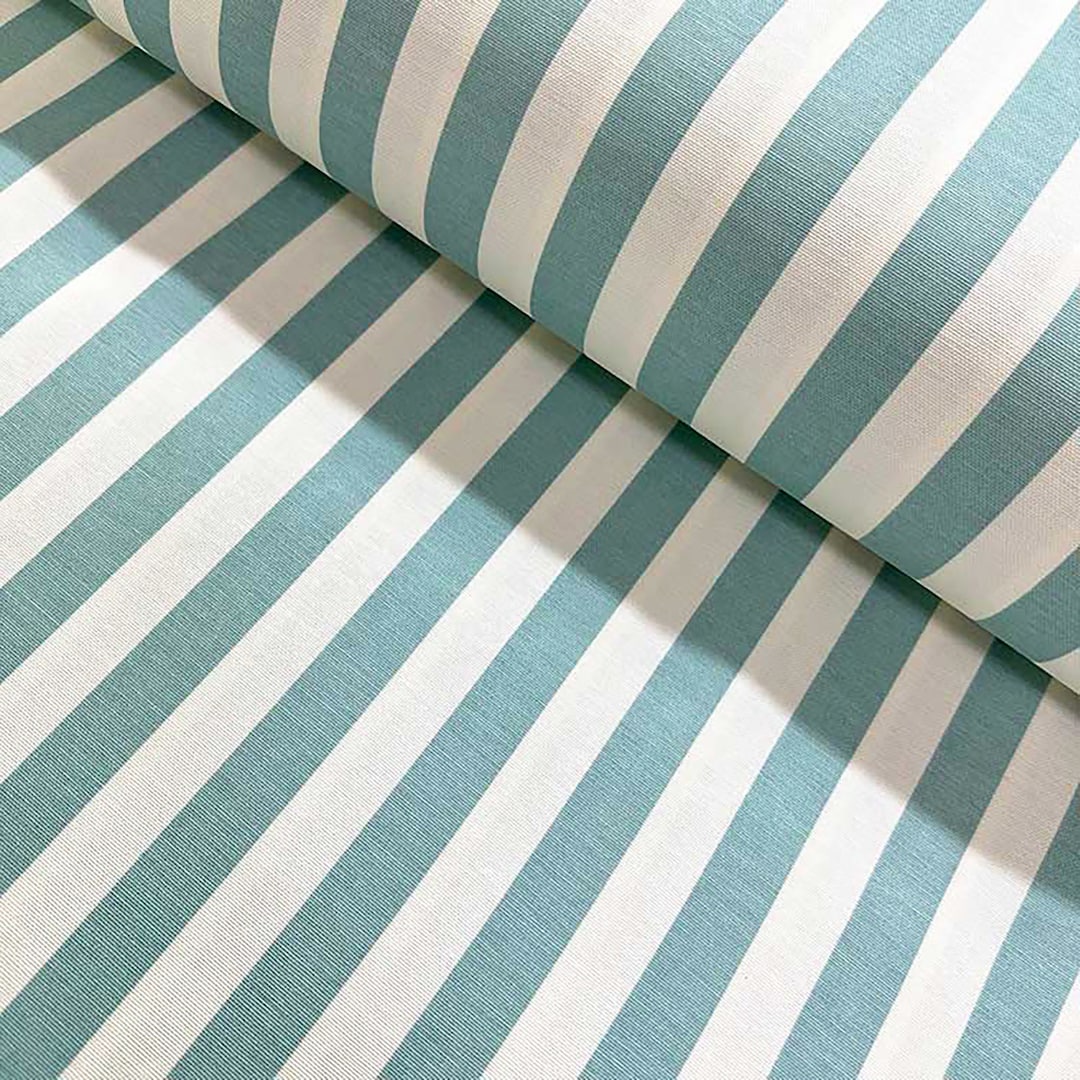 Mint Green Striped Canvas Fabric Water Repellent Cotton Outdoor Home ...
