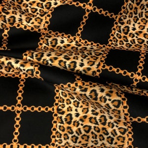 Leopard Print Upholstery Fabric, Checkered Chain Animal Print Home ...