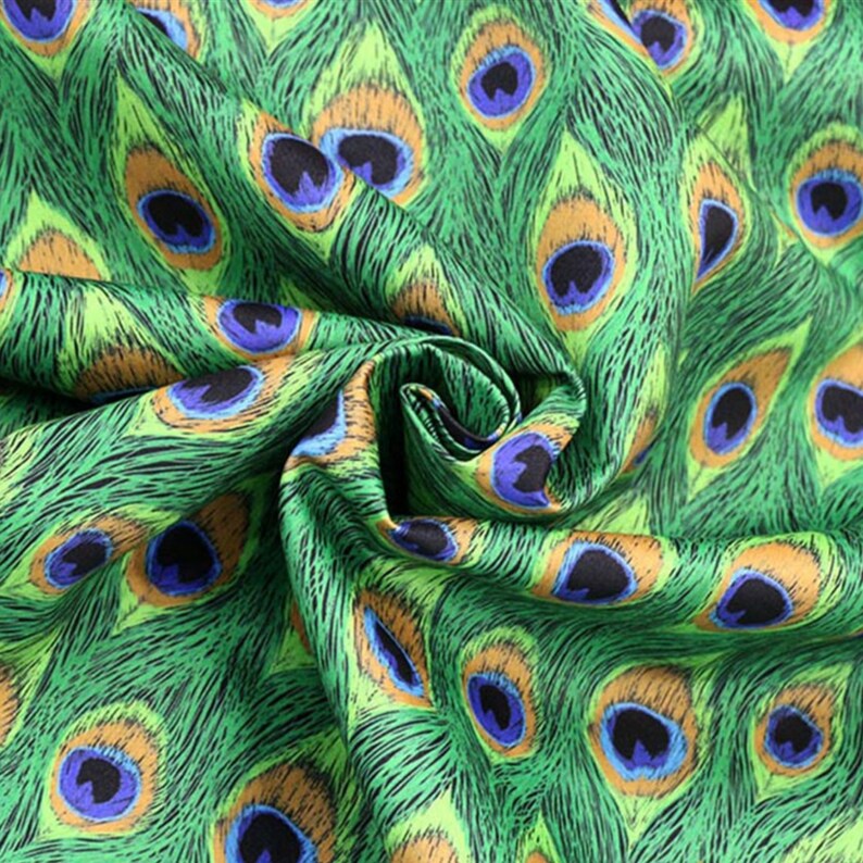 Peacock Upholstery Fabric by the Yard Green Exotic Bird - Etsy