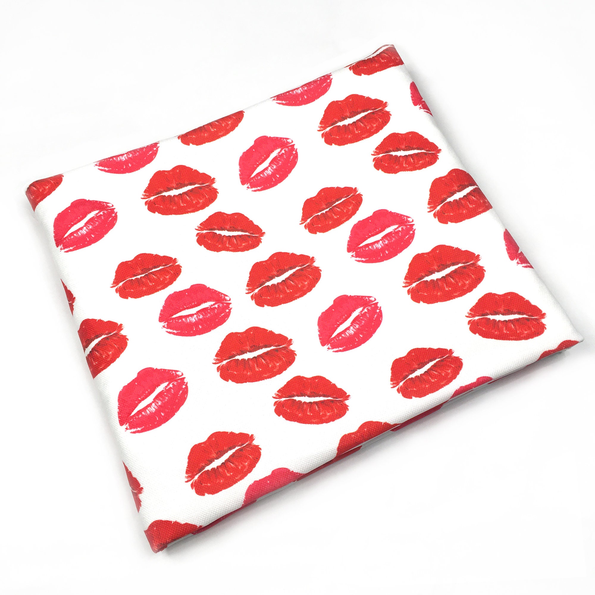 Pop Art Lipstick Kiss Fabric Retro Red Lips Print Girly Love - Etsy UK