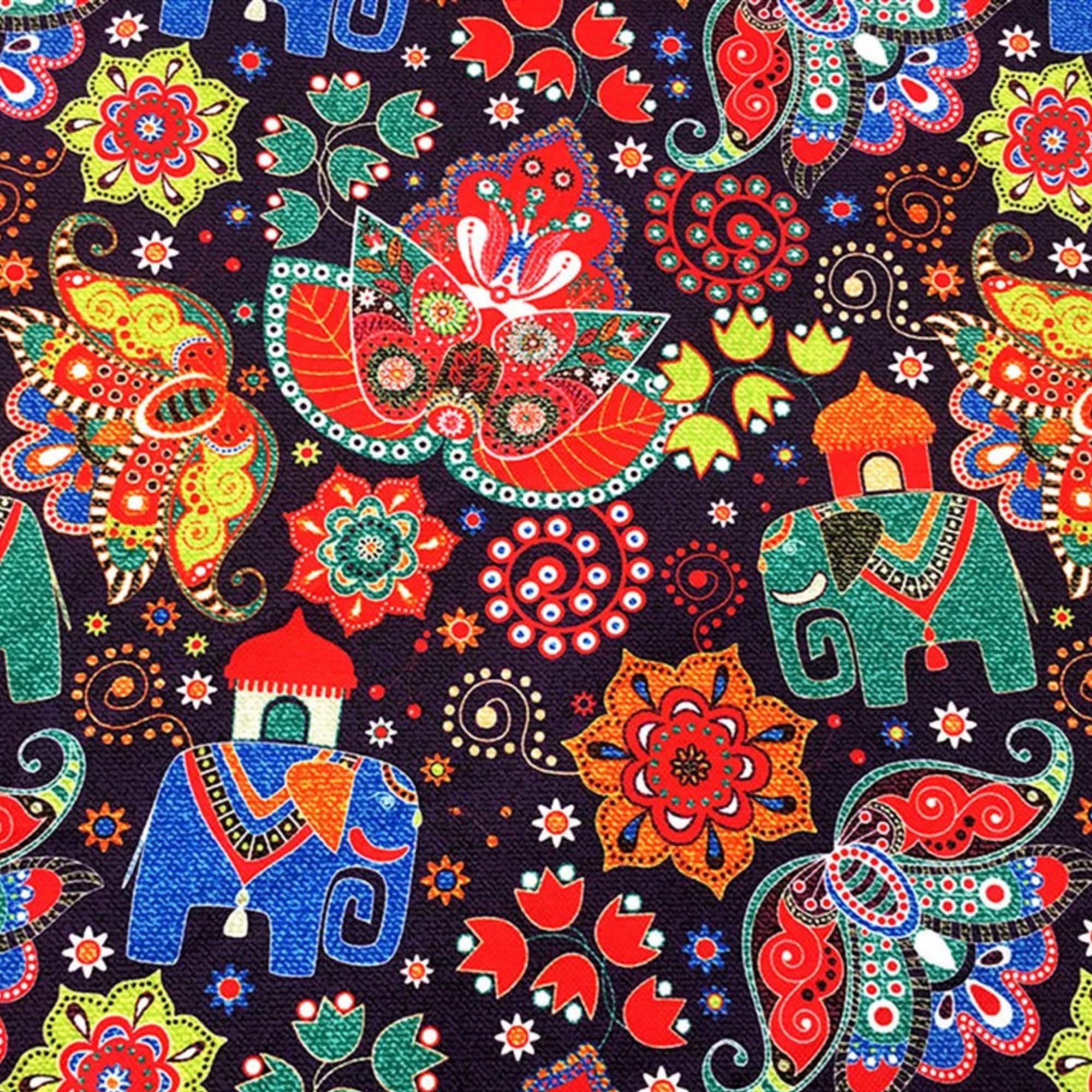 Indian Upholstery Fabric by the Yard Elephant Floral Mandala - Etsy
