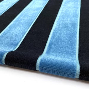 Wide Striped Velvet Upholstery Fabric, Blue Black Stripe Heavy Velvet ...