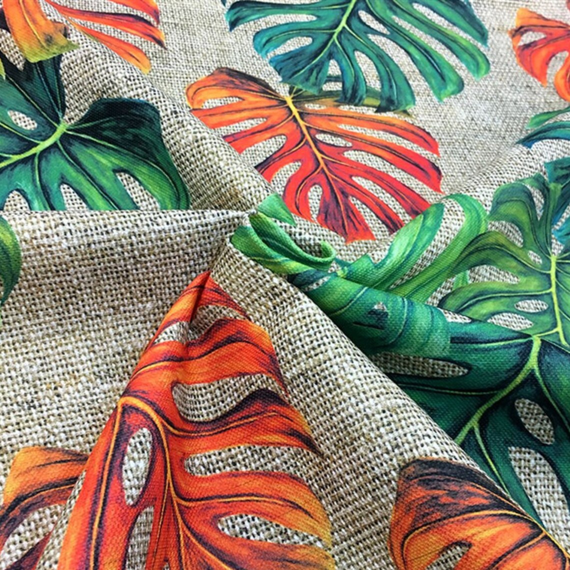 Tropical Upholstery Fabric by the Yard Monstera Leaves on - Etsy