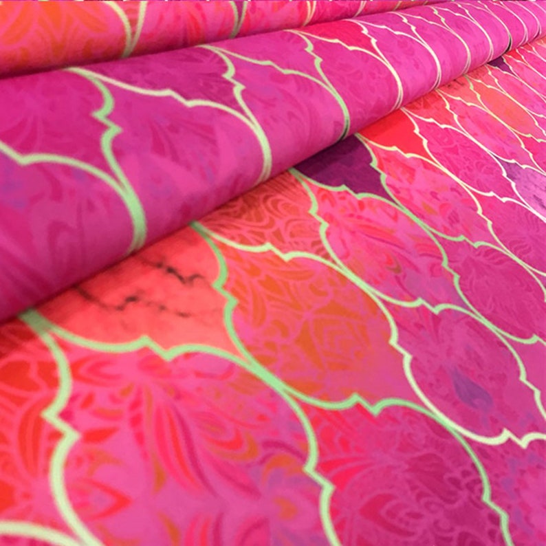 Pink Moroccan Upholstery Fabric Trellis Print Oriental Home | Etsy