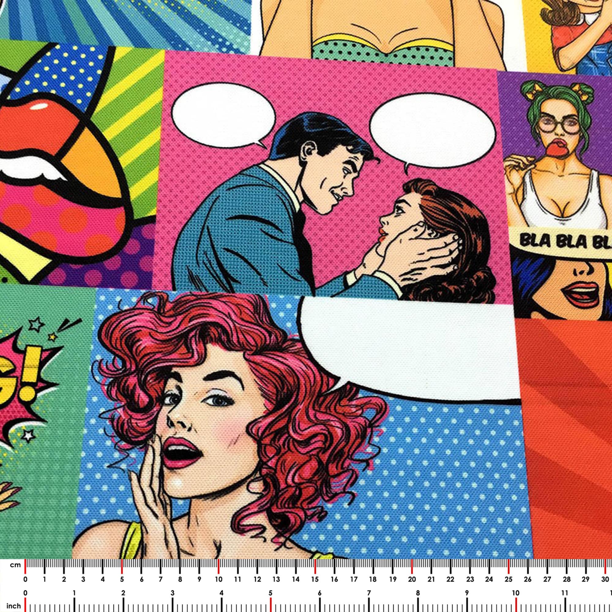 Pop Art Comic Book Fabric by the Yard Colorful Retro Comic | Etsy