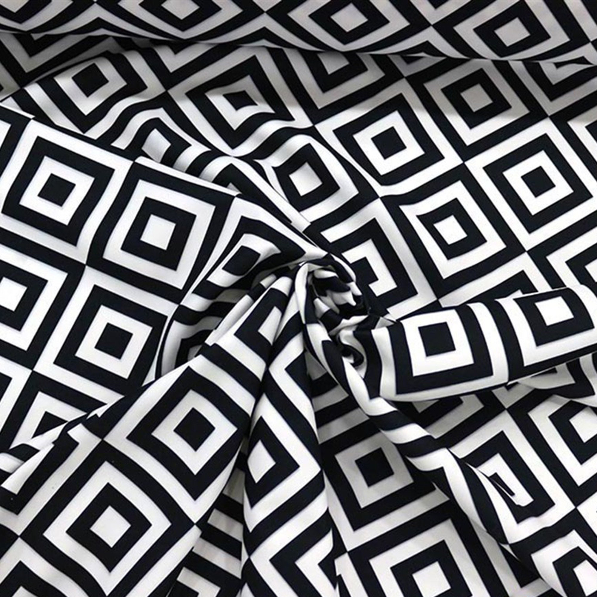 Black And White Geometric Pattern Fabric