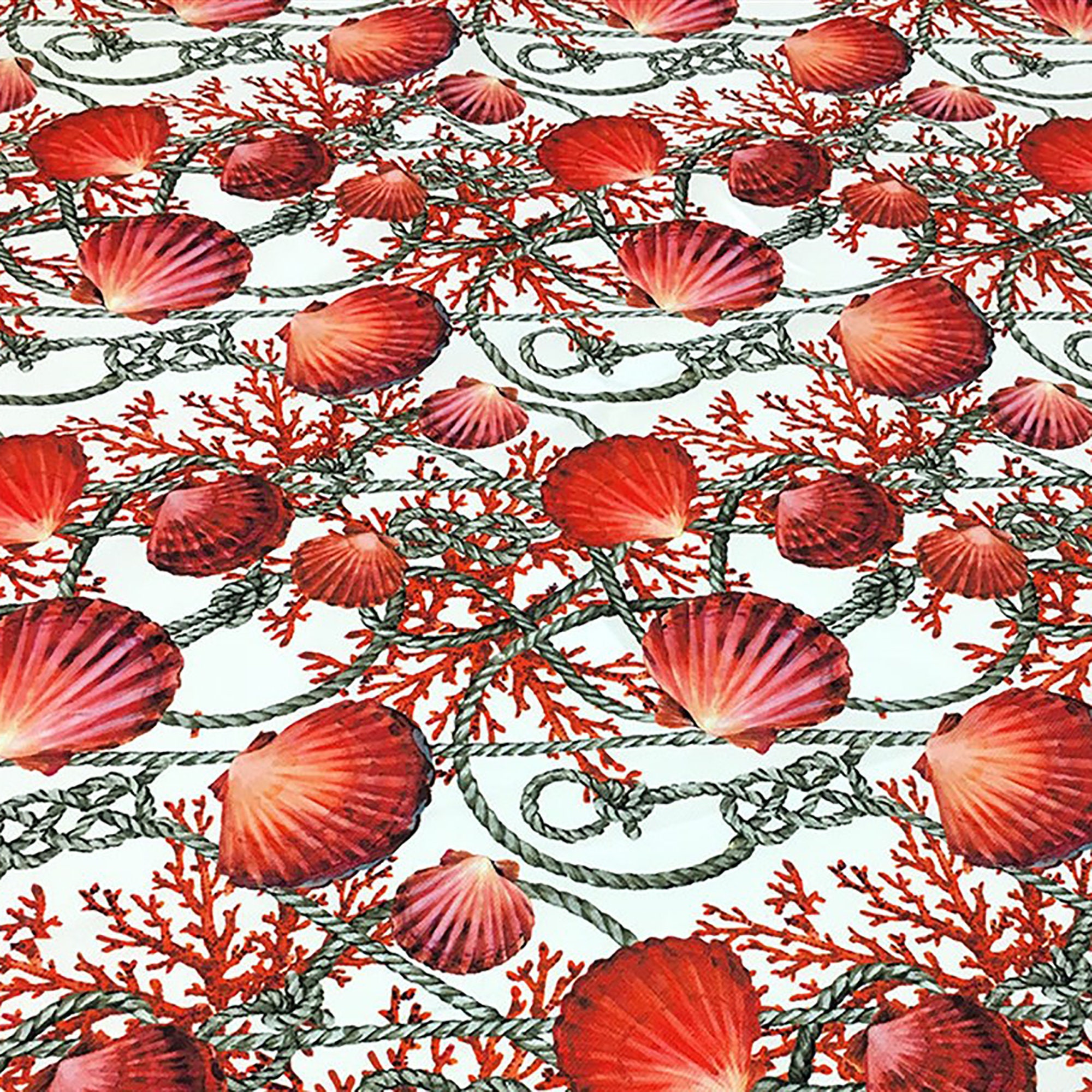Red Sea Marine Fabric Ocean Clam Shells Coral Nautical Rope | Etsy