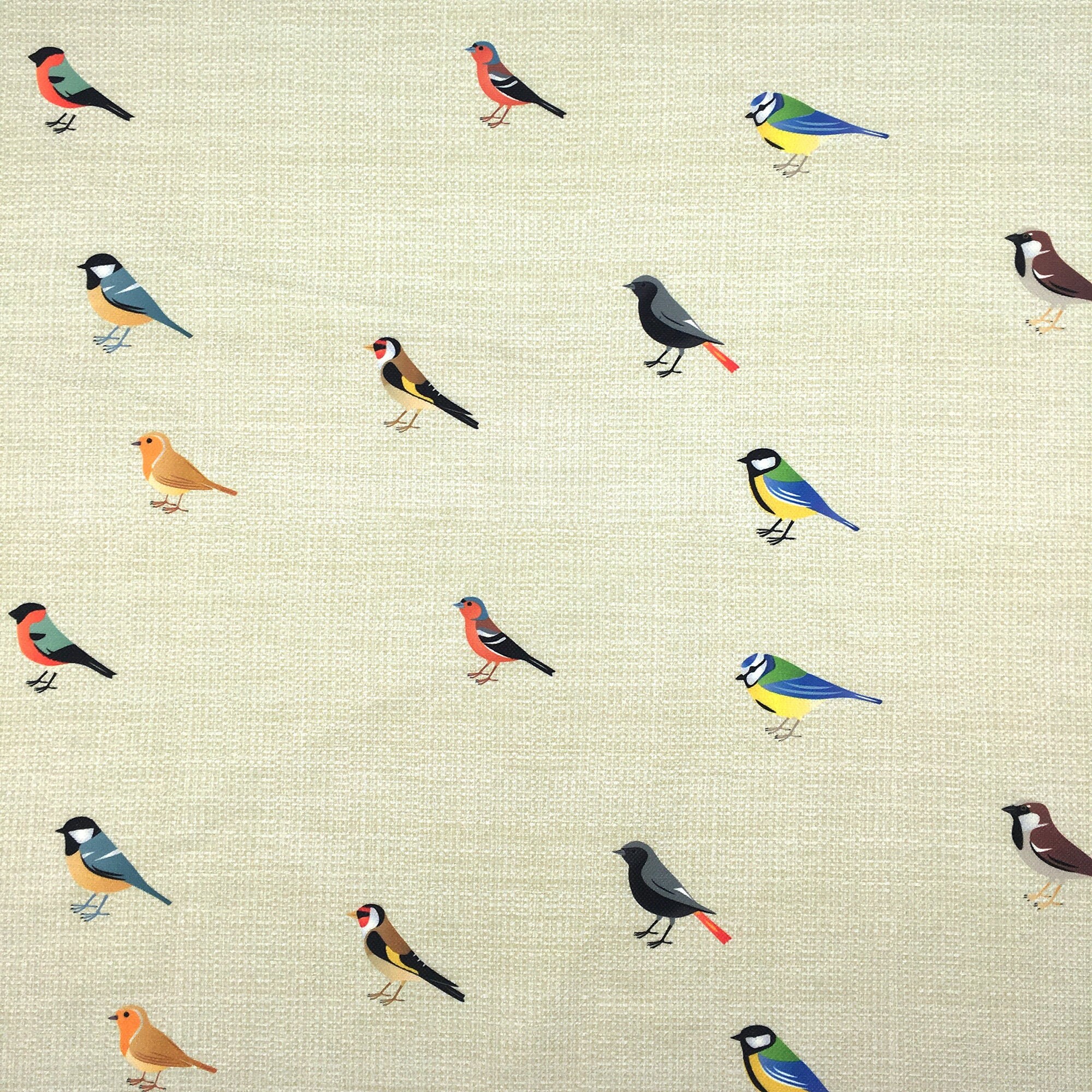 Sparrow Bird Print Fabric by the Yard Colorful Birds on Linen | Etsy