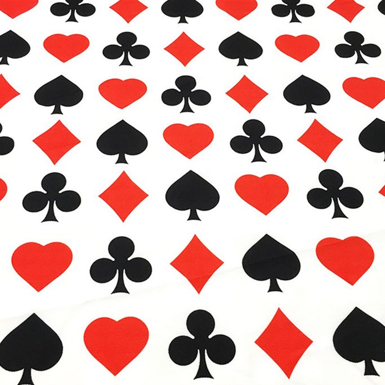 Playing Card Suits Fabric by the Yard Red Black Poker | Etsy