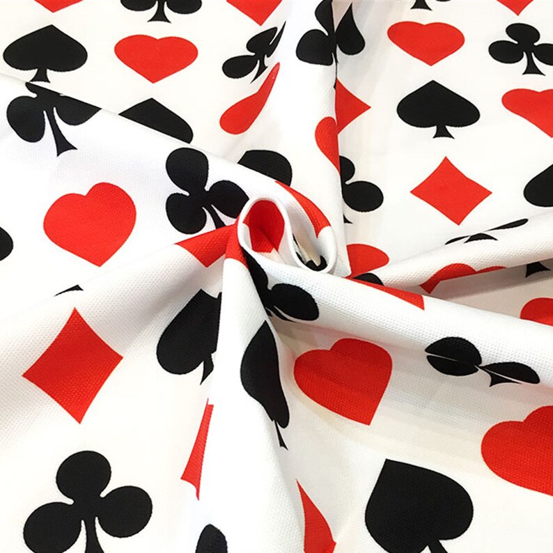 Playing Card Suits Fabric by the Yard Red Black Poker | Etsy
