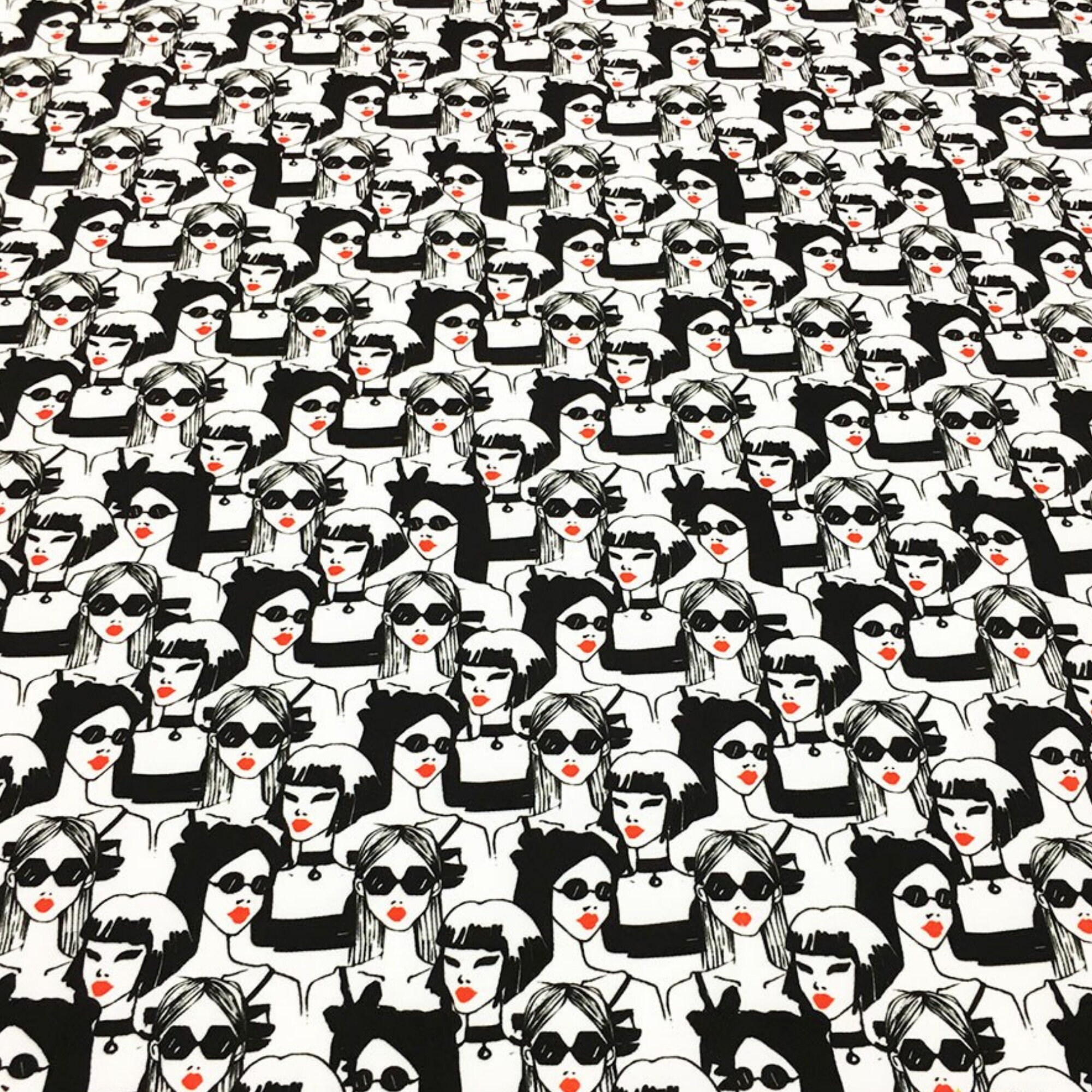 Pop Art Fashion Fabric by the Yard Black and White Women - Etsy