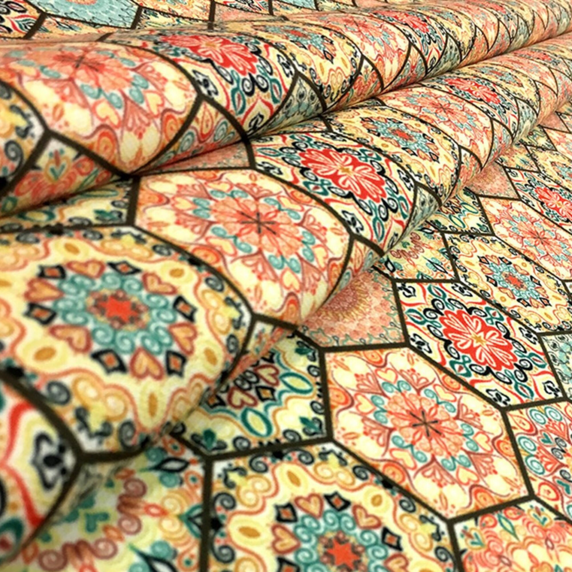 Turkish Moroccan Upholstery Fabric by the Yard Ethnic Hexagon - Etsy ...