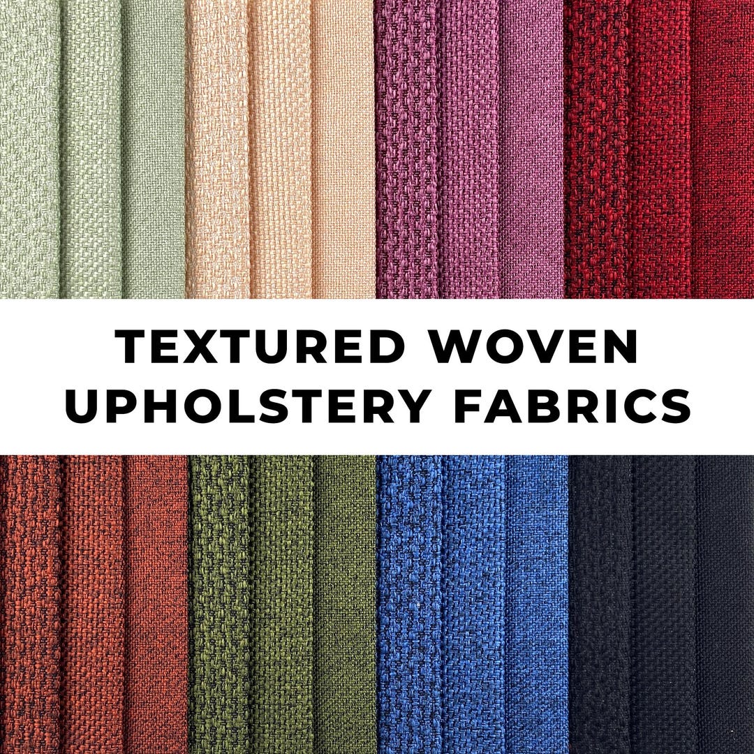 Textured Woven Upholstery Fabrics Heavy Linen Look Home Decor Furniture ...