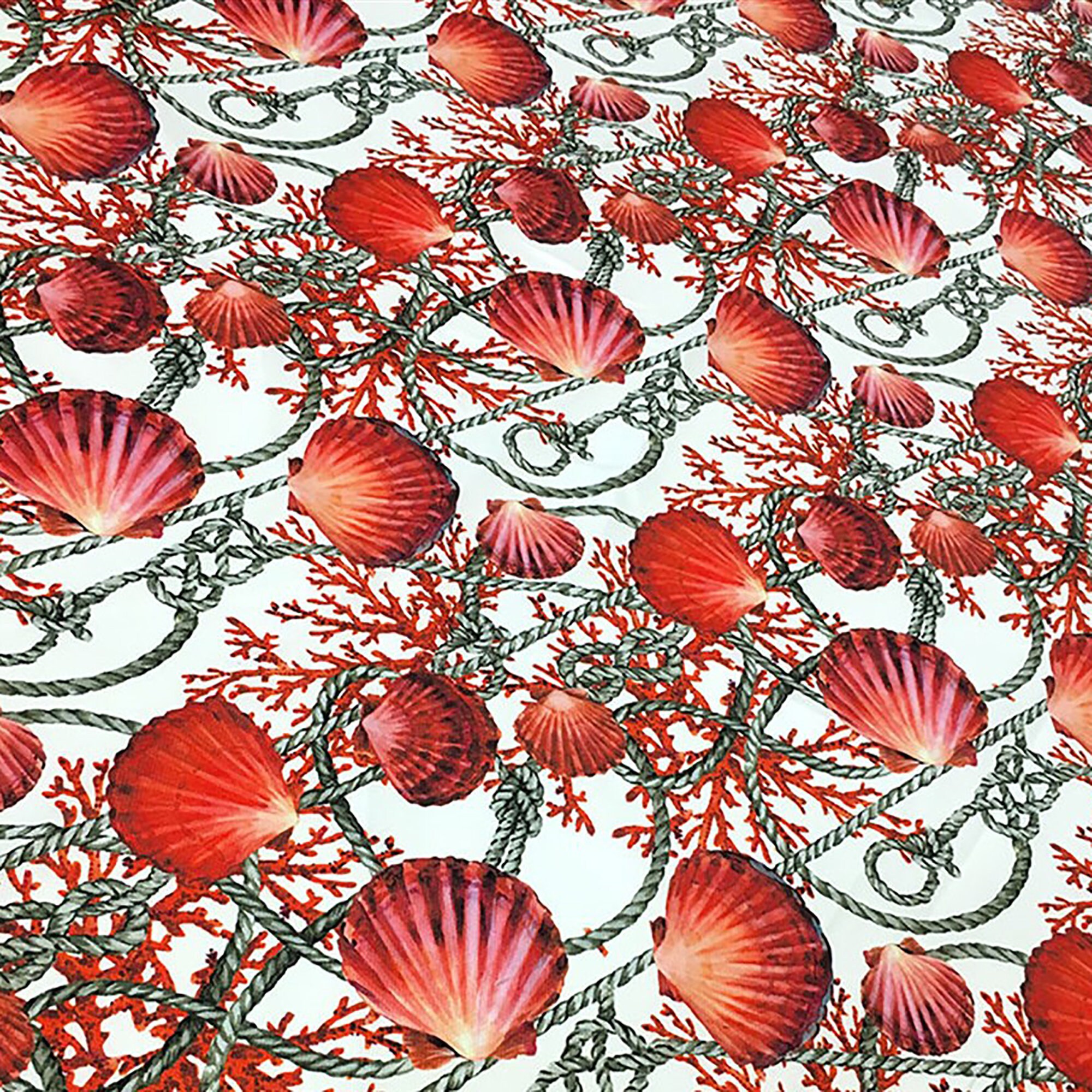 Red Sea Marine Fabric Ocean Clam Shells Coral Nautical Rope | Etsy