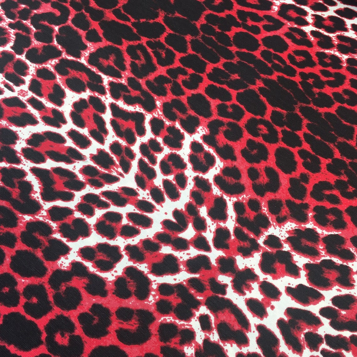 Red Leopard Upholstery Fabric Animal Print Water Resistant | Etsy