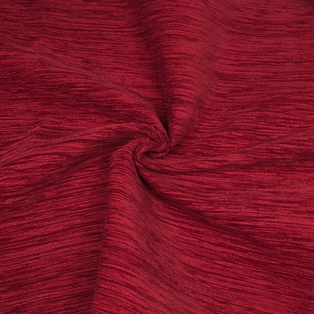 Ruby Red Chenille Upholstery Fabric Textured Boho Woven Chenille Velvet ...