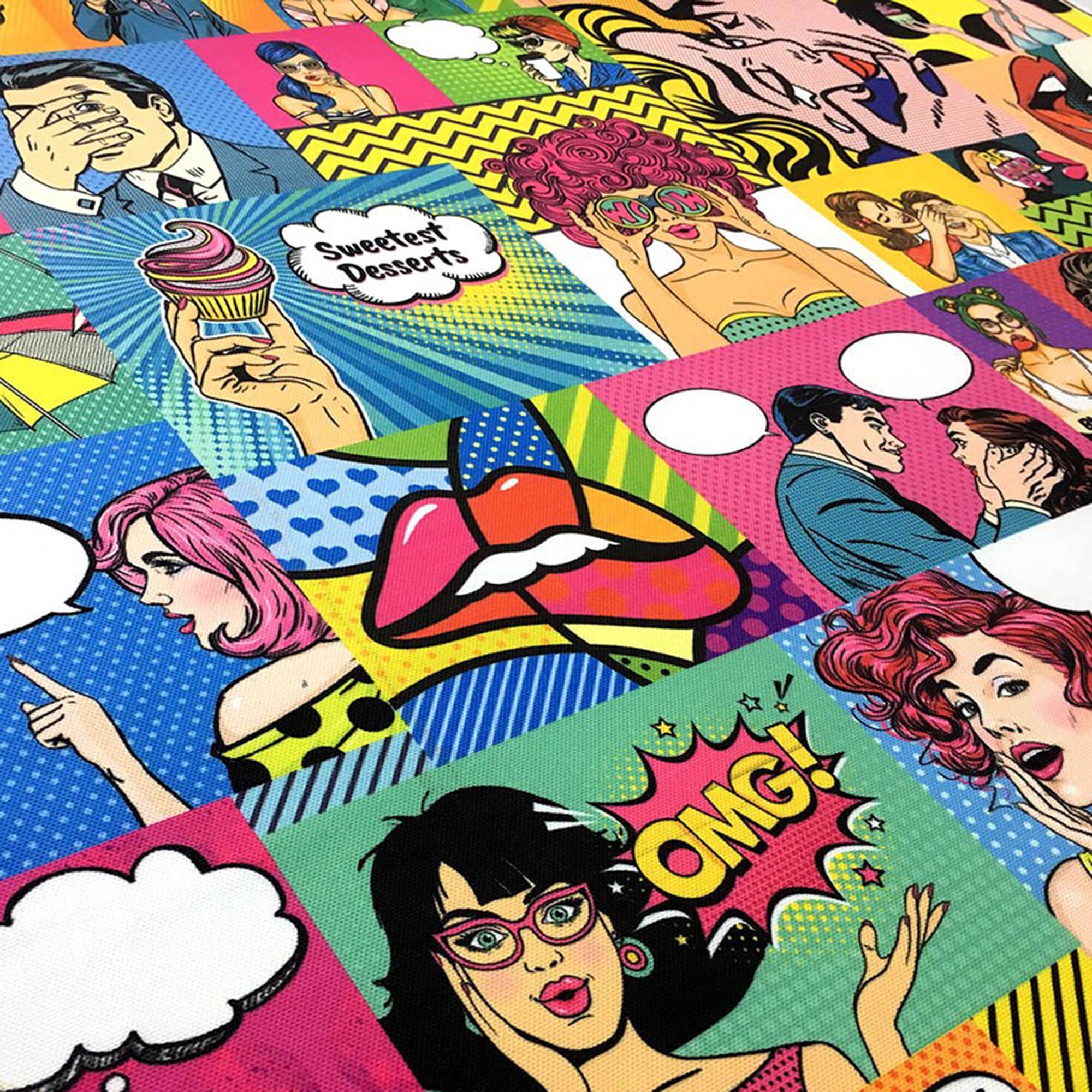 Pop Art Comic Book Fabric by the Yard Colorful Retro Comic | Etsy