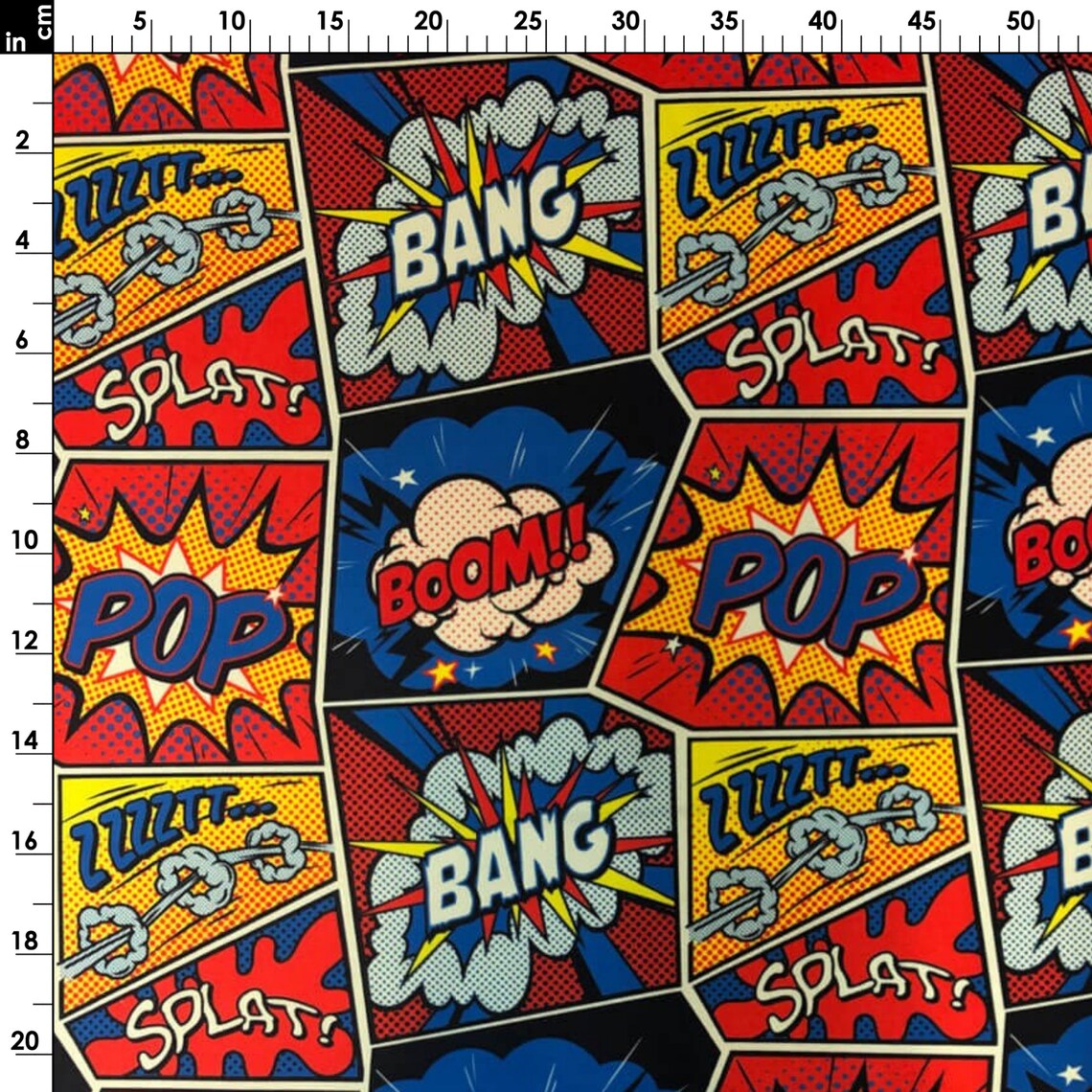 Comic Book Action Words Fabric Pop Art Retro Super Hero Comic - Etsy