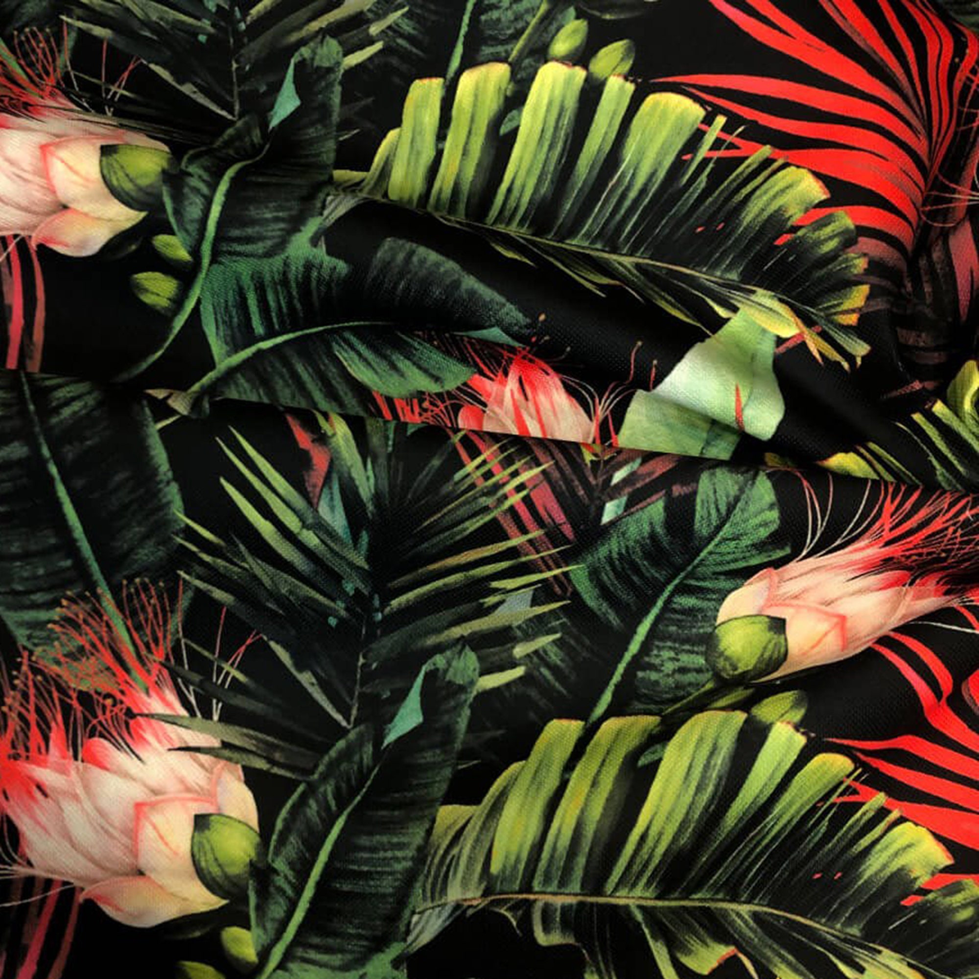 Tropical Upholstery Fabric by the Yard, Botanical Exotic Leaves on ...