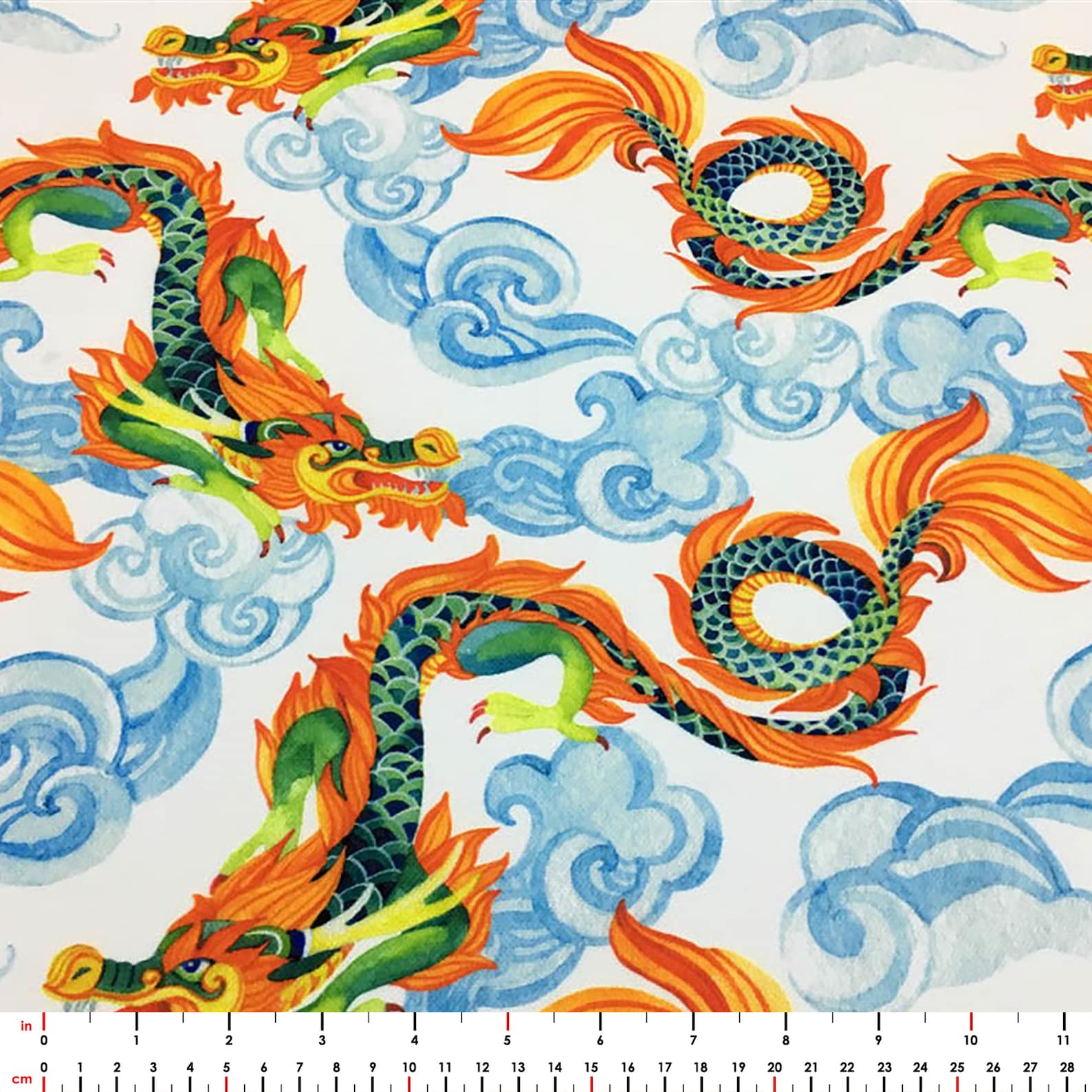 Japanese Dragon Upholstery Fabric Asian Dragons and Clouds - Etsy
