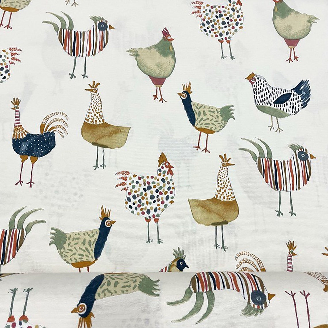 Cartoon Rooster Chicken Fabric Kids Cute Animal Print Water - Etsy
