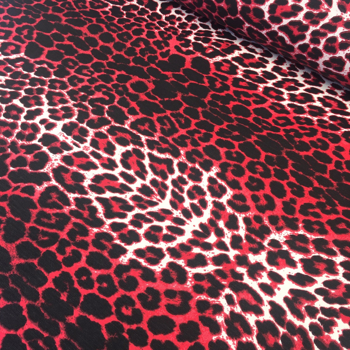Red Leopard Upholstery Fabric Animal Print Water Resistant | Etsy
