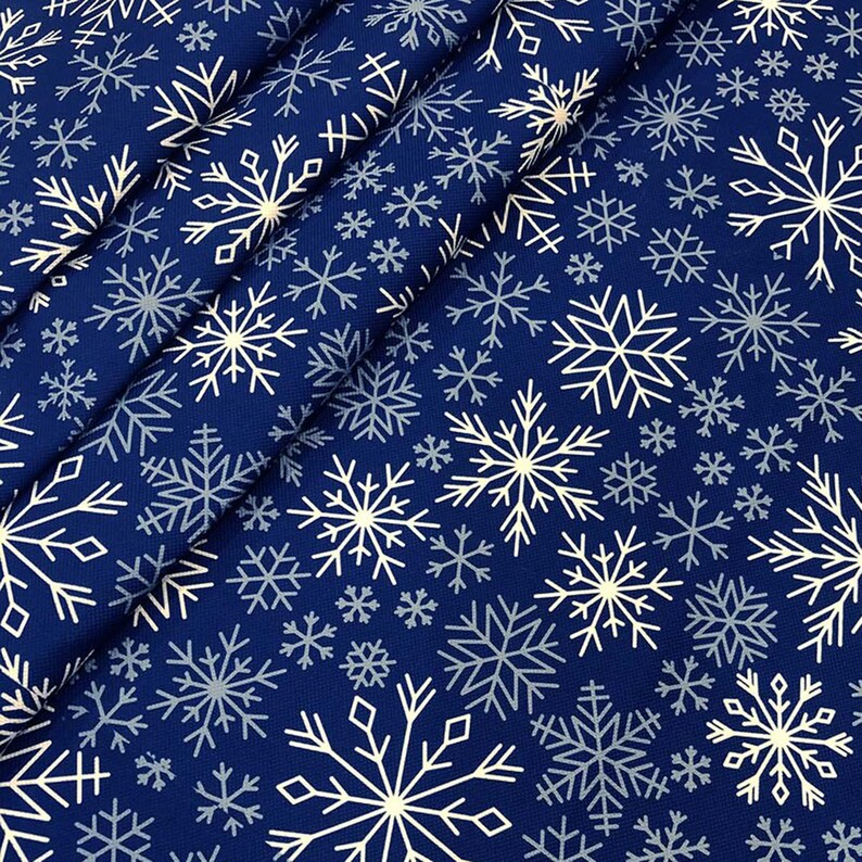 Snowflake Fabric by the Yard Christmas Fabric with White | Etsy