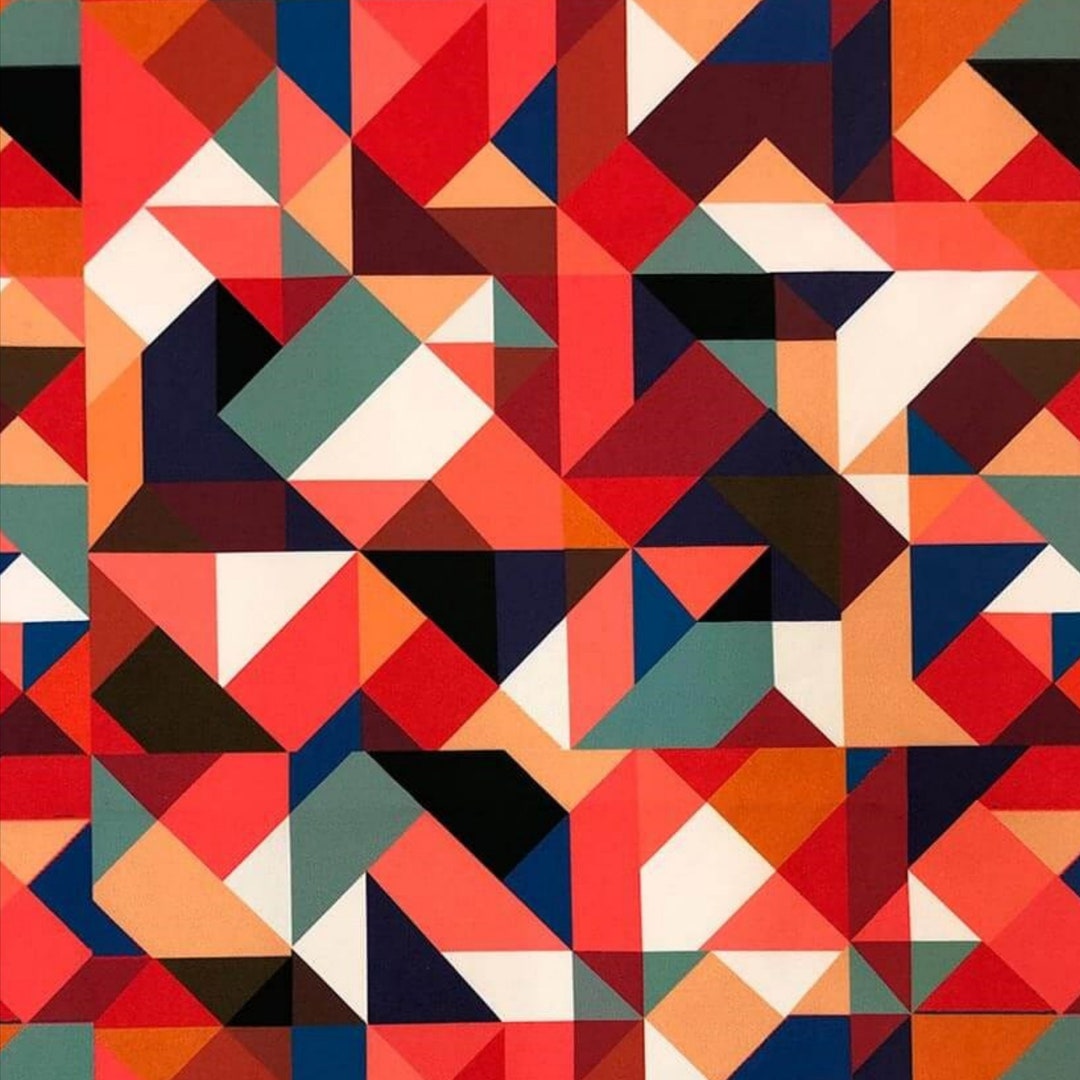 Geometric Upholstery Fabric by the Yard, Vibrant Color Block Geometric ...