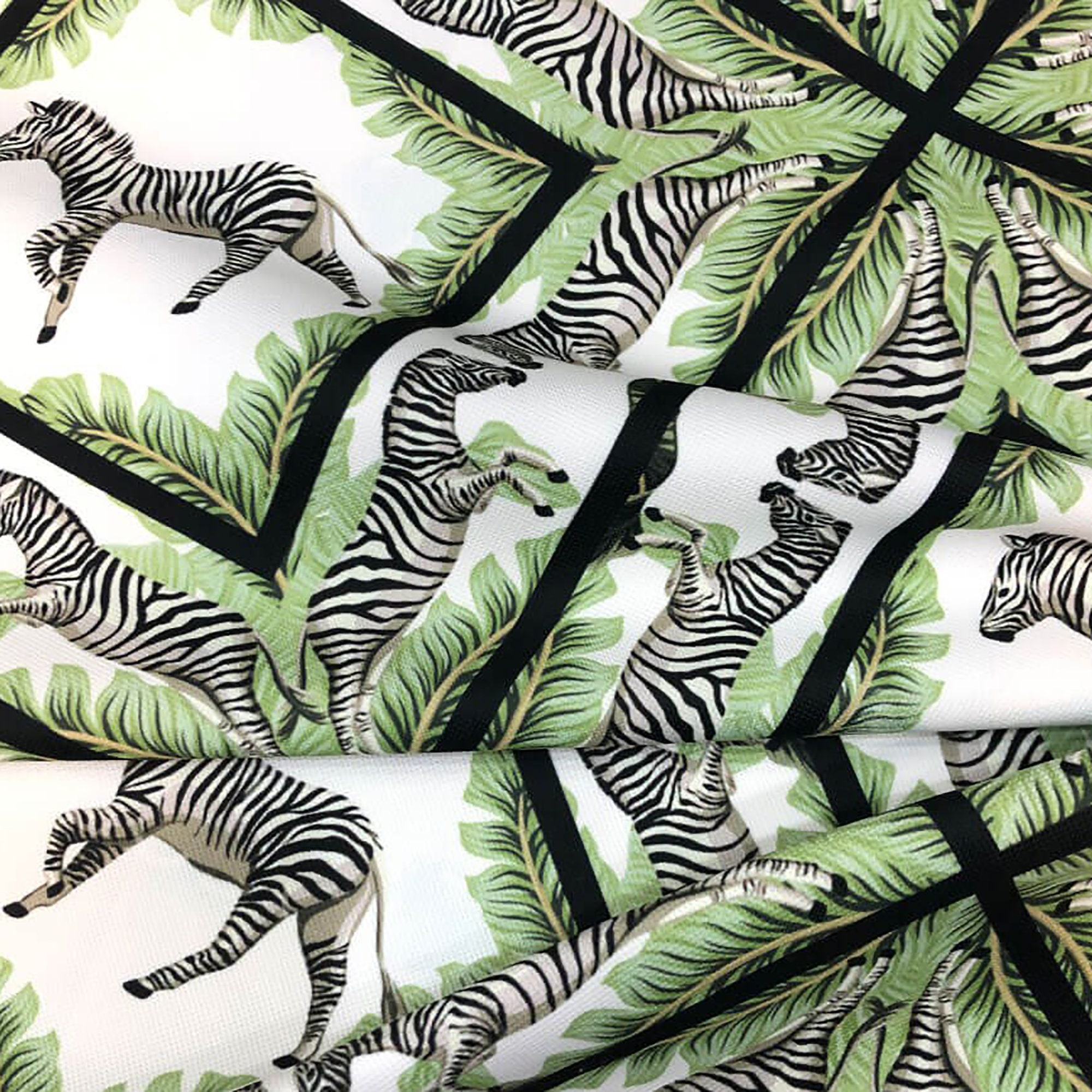 Zebra Print Fabric by the Yard Geometric Tropical Zebra - Etsy