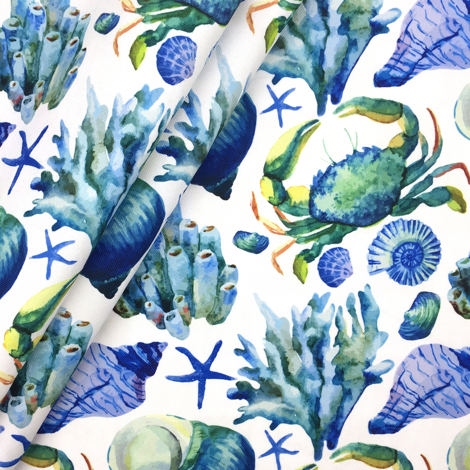 Nautical Watercolor Underwater Fabric Blue Under the Sea | Etsy